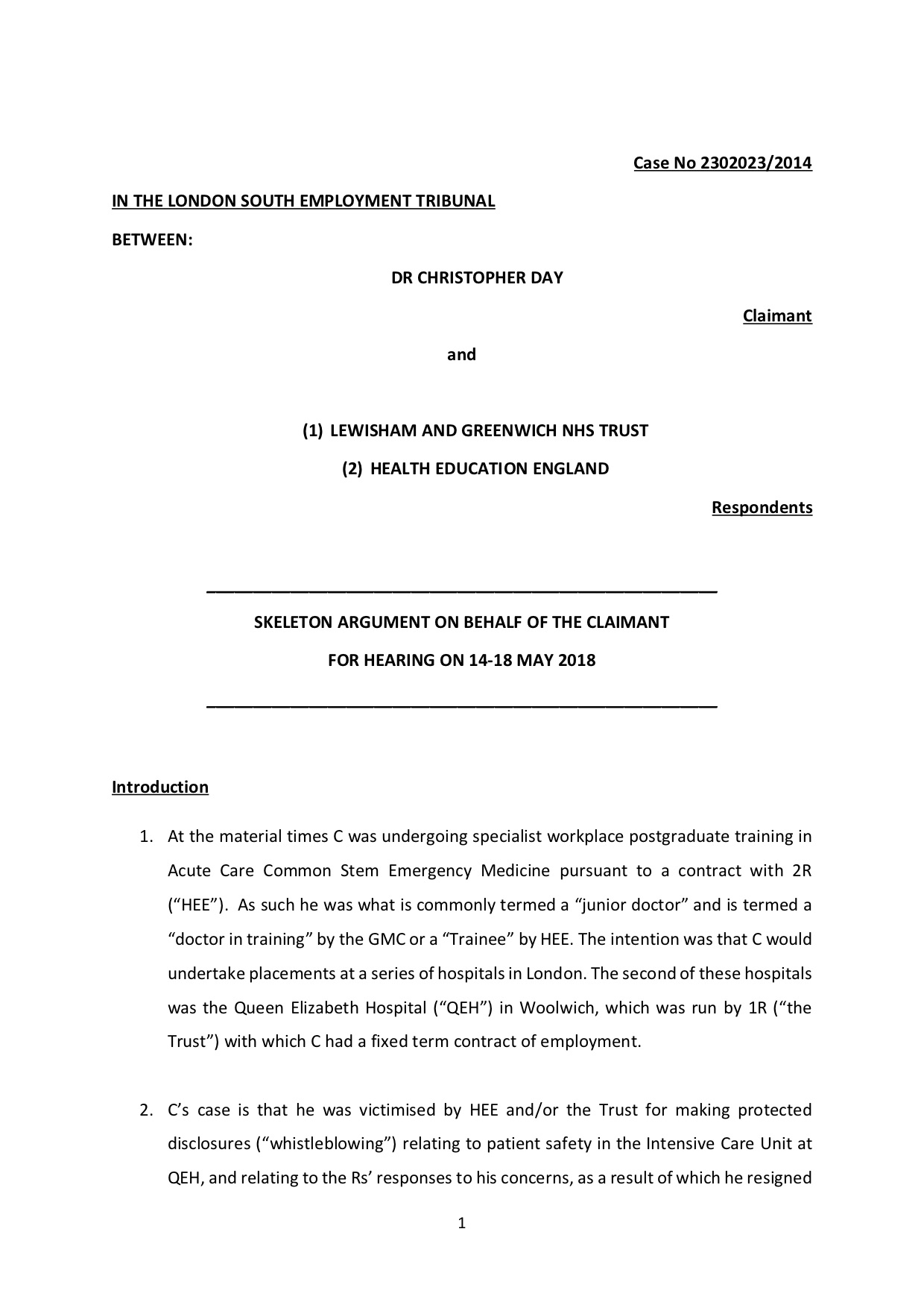 ClaimantsSkeletonArgument1417May ClaimantsSkeletonArgument1417May